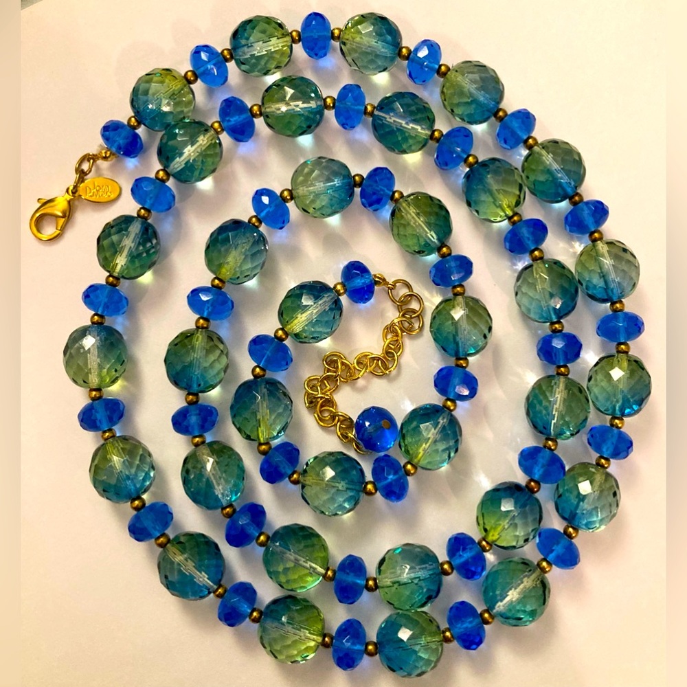 Joan Rivers Blue And Green Faceted Czech Crystal Bead… - Gem
